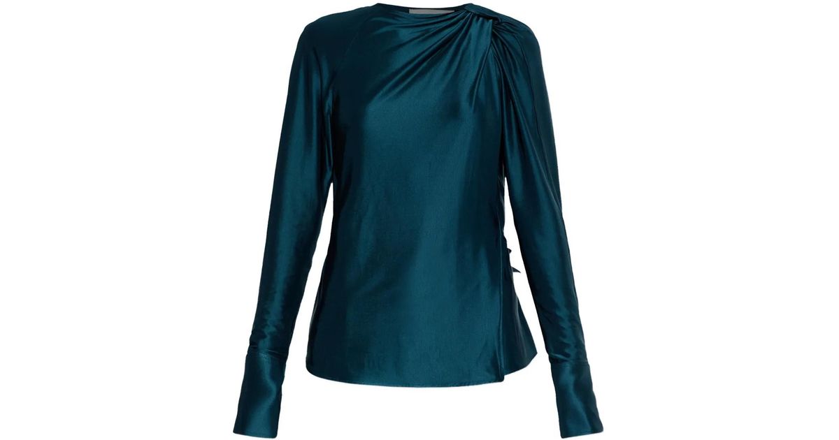 Victoria Beckham Blouse À Manches Longues in Blue | Lyst UK
