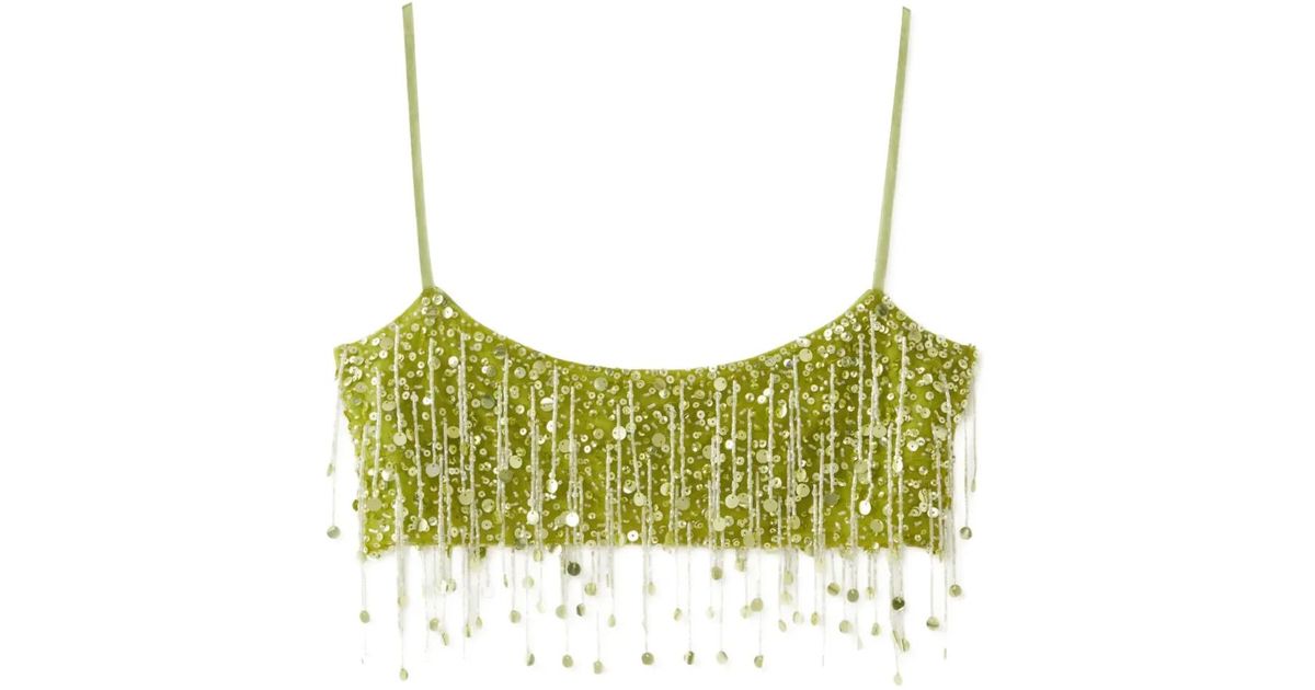 Asta Resort Yasmin Beaded Bralette in Green | Lyst UK