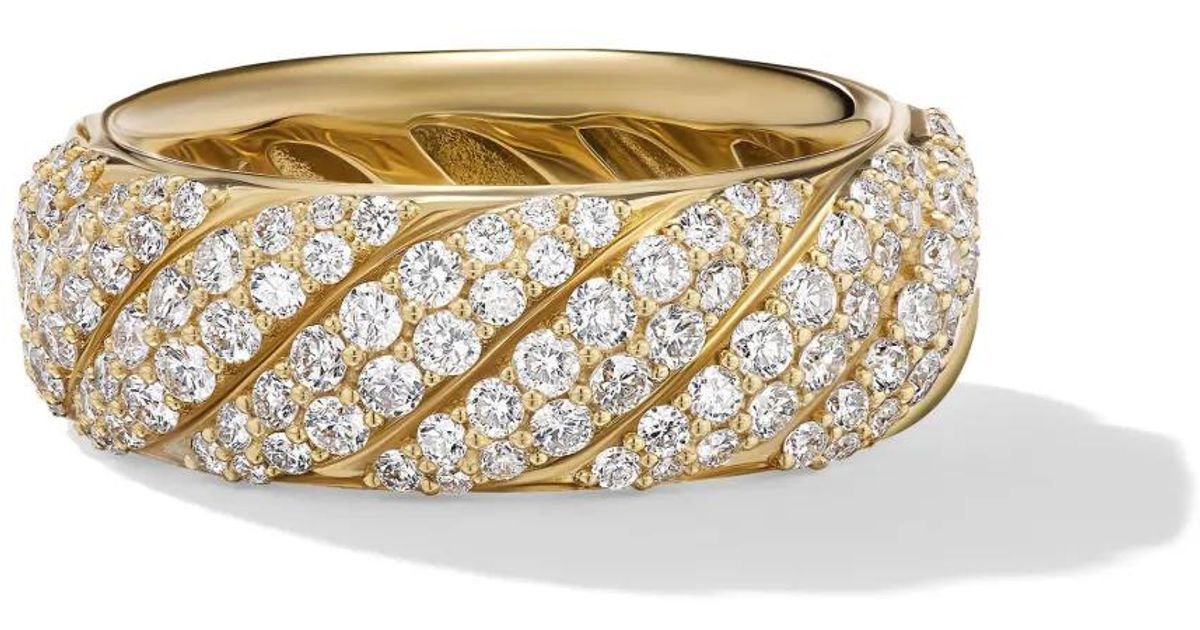 David Yurman 18Kt Sculpted Cable Diamond Band Ring (7.5Mm) in Metallic ...