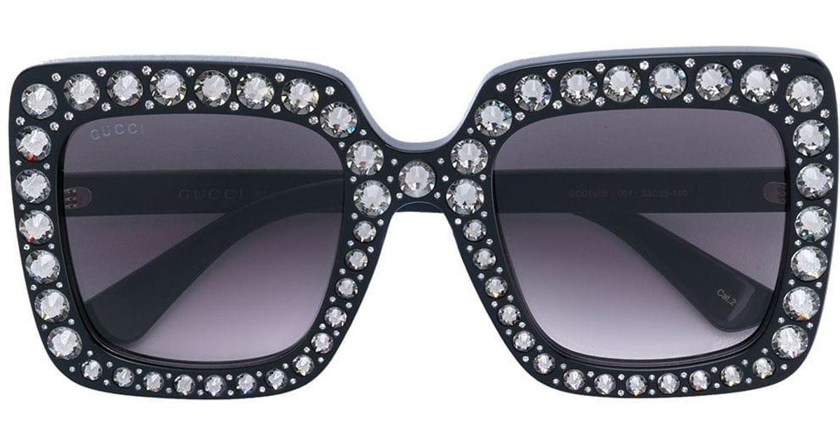 Gucci Oversize Square-frame Sunglasses With Crystals in Black | Lyst UK