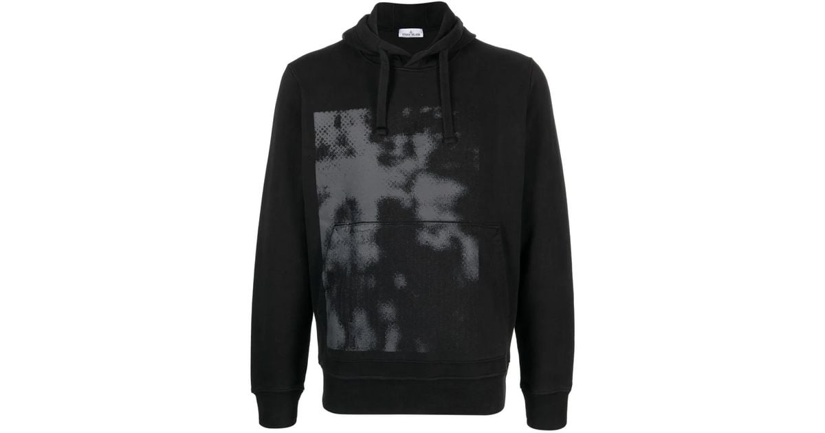 Stone Island Abstract-Print Cotton Hoodie in Black for Men | Lyst Canada