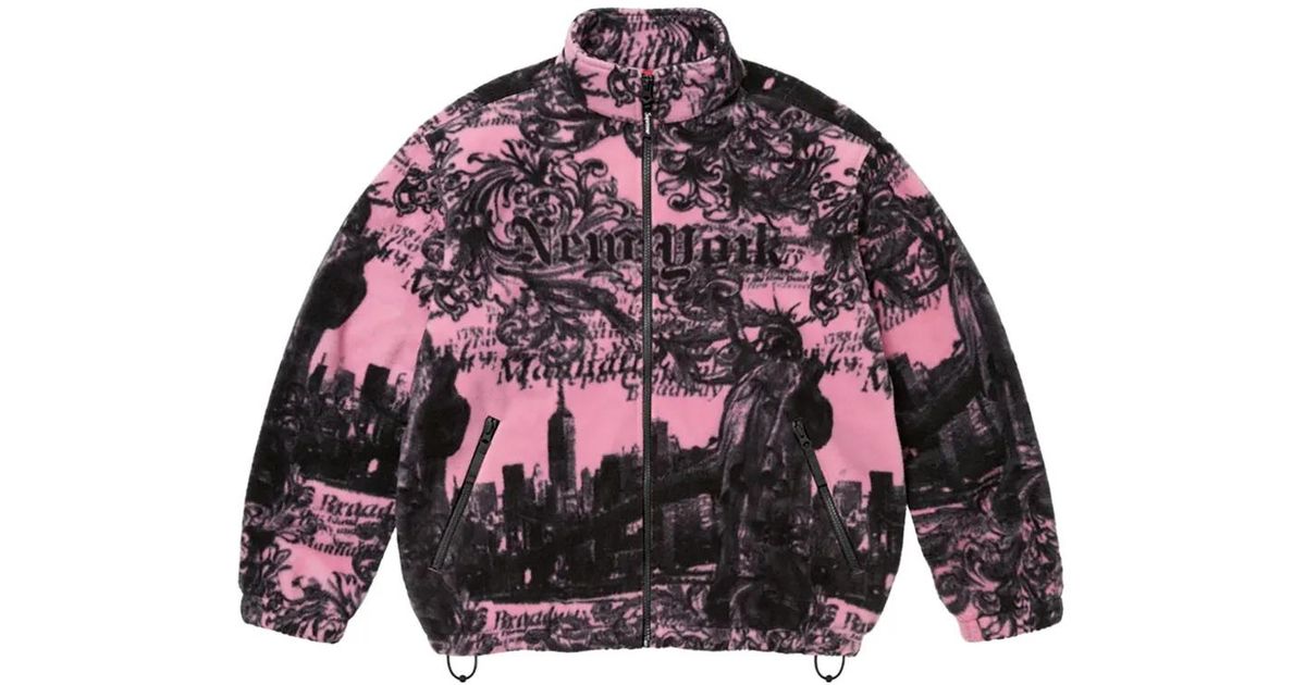 Supreme Graphic Fleece Jacket in Red for Men | Lyst UK