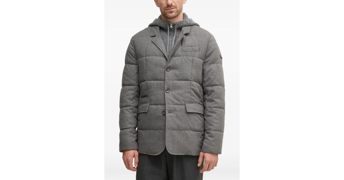 Hackett Padded Hooded Jacket in Grey for Men | Lyst UK