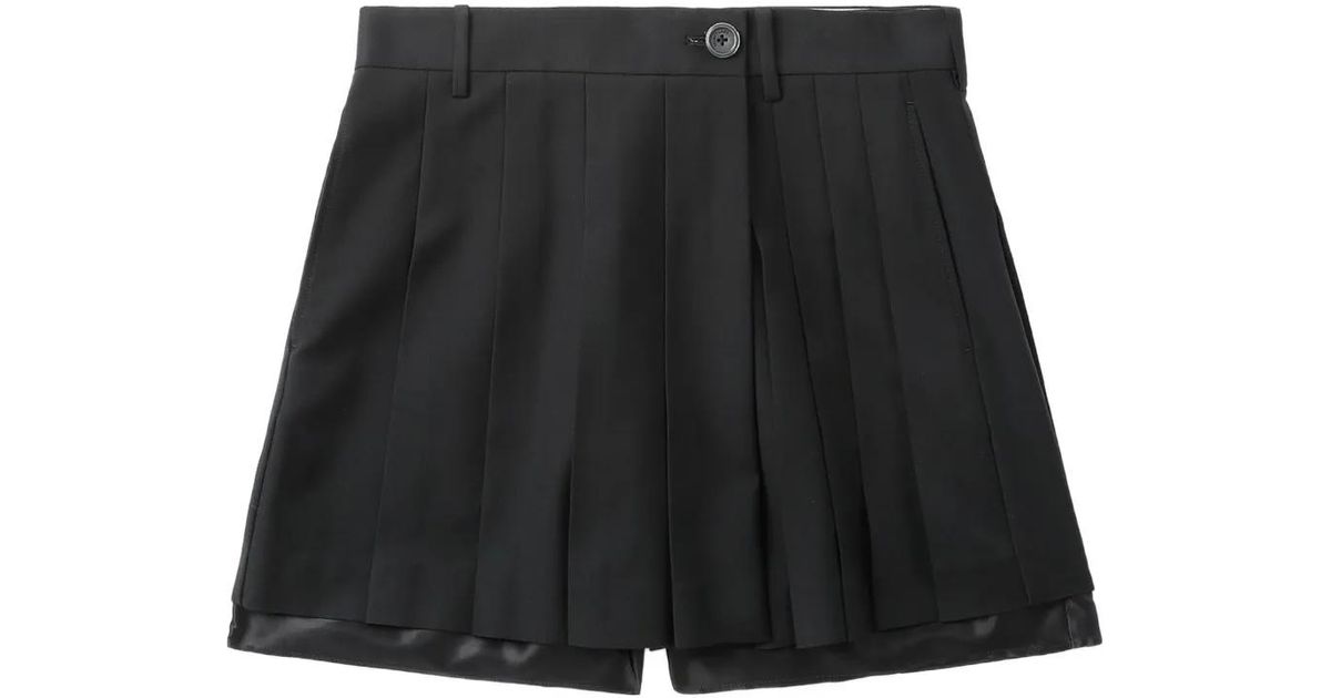 Helmut Lang Pleated Wrap Skort in Black | Lyst