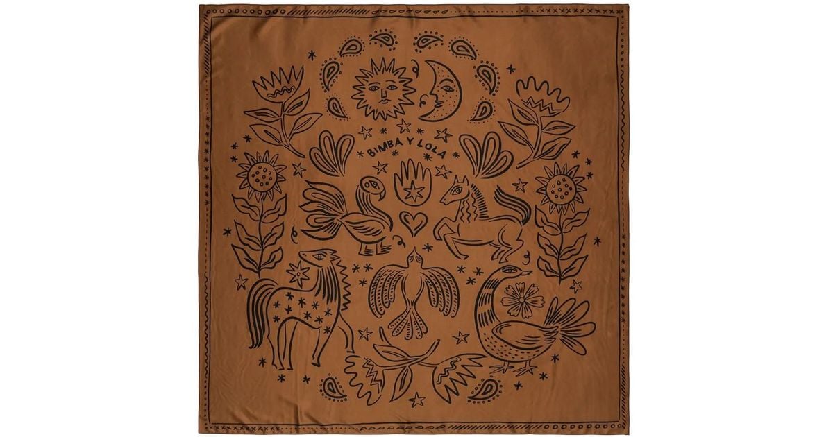 Bimba Y Lola Animal-Print Scarf in Brown | Lyst UK