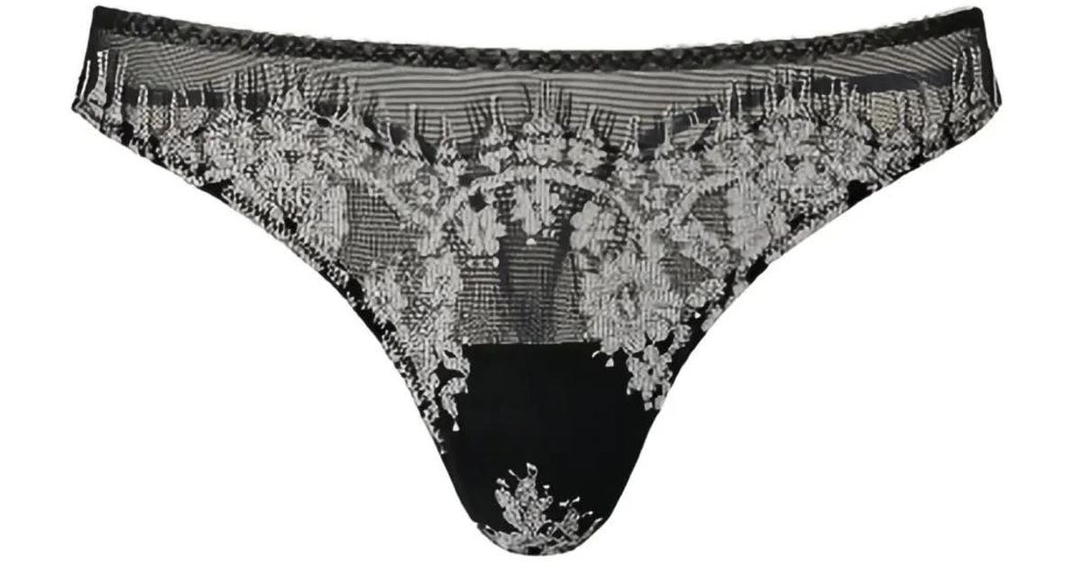 Twinset Lace-Insert G-String Thong in Grey | Lyst UK