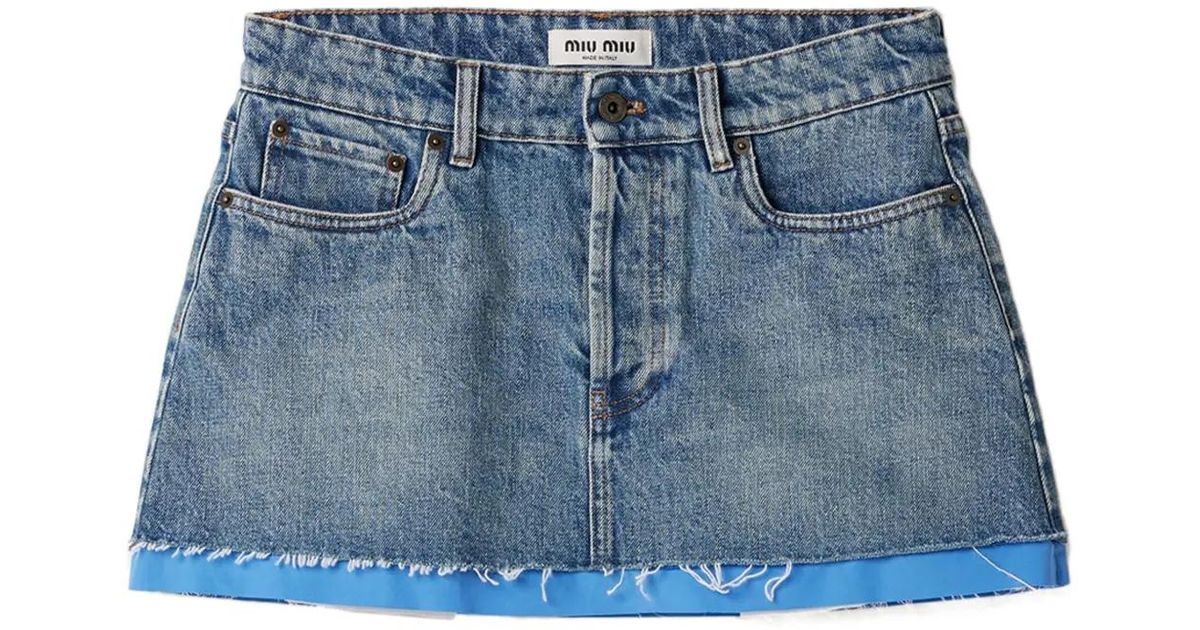 Miu Miu Denim Mini Skirt in Blue | Lyst