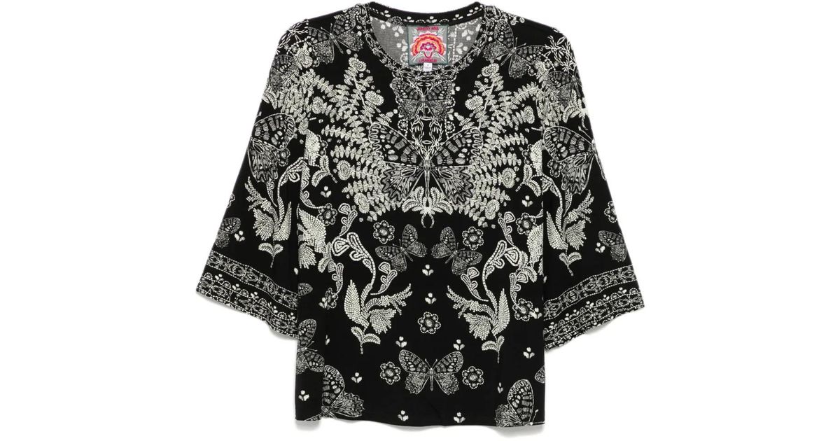 Johnny Was The Janie Bell-Sleeved Top in Black | Lyst