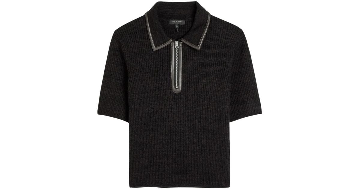 Rag & Bone Caterina Zip-Fastening Polo Shirt in Black | Lyst