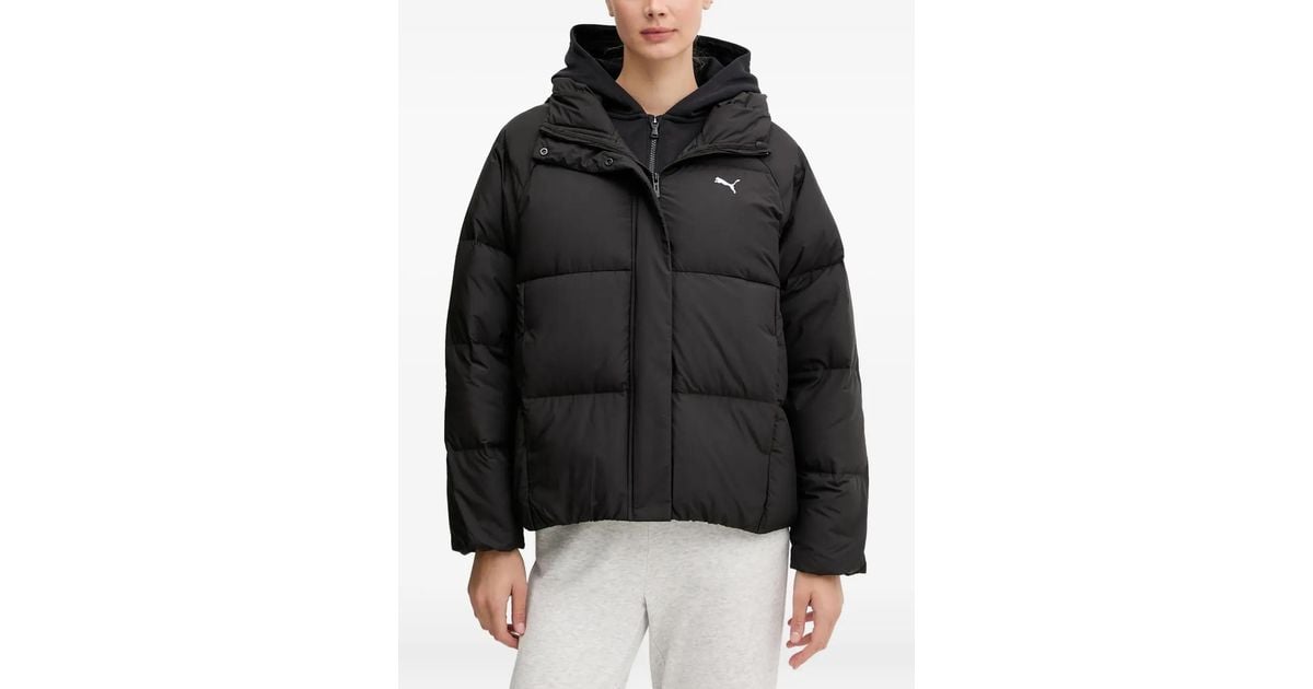 PUMA Hooded Logo-Detail Jacket in Black | Lyst UK