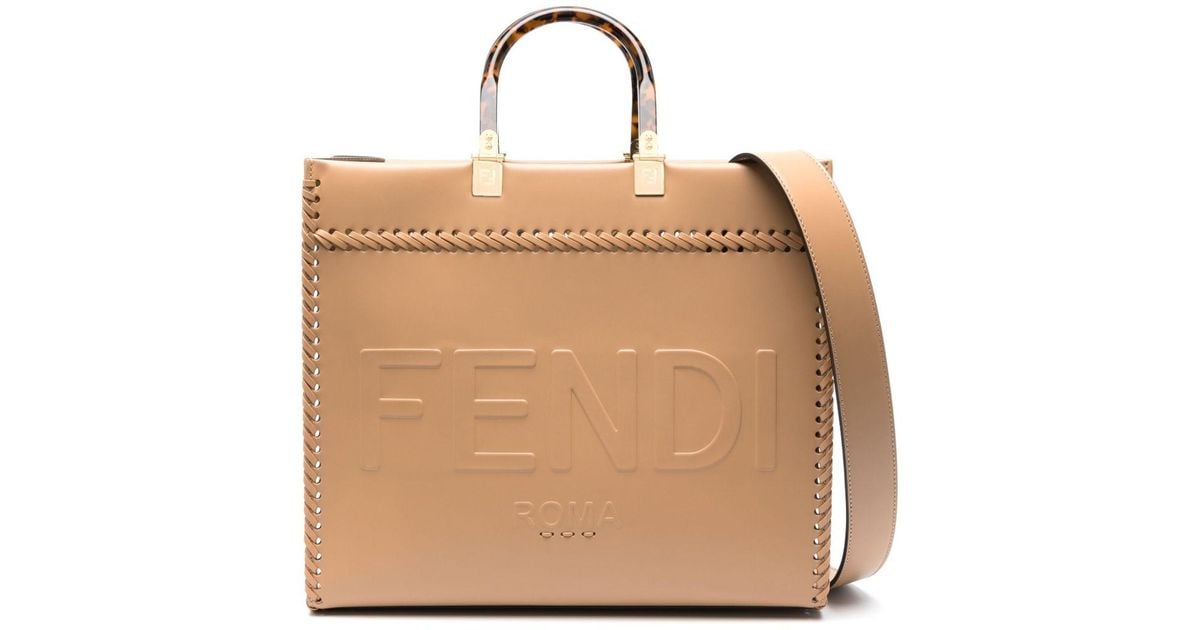 Fendi Sunshine Medium Tote Bag in Natural | Lyst