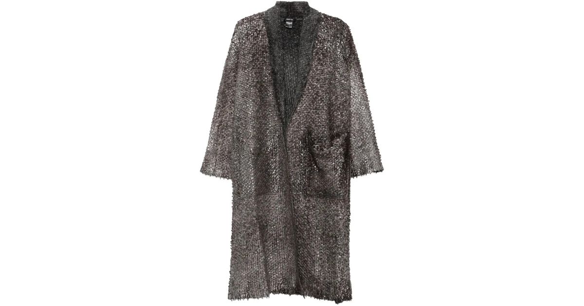 Avant Toi Frayed Faux Fur Coat in Grey | Lyst UK