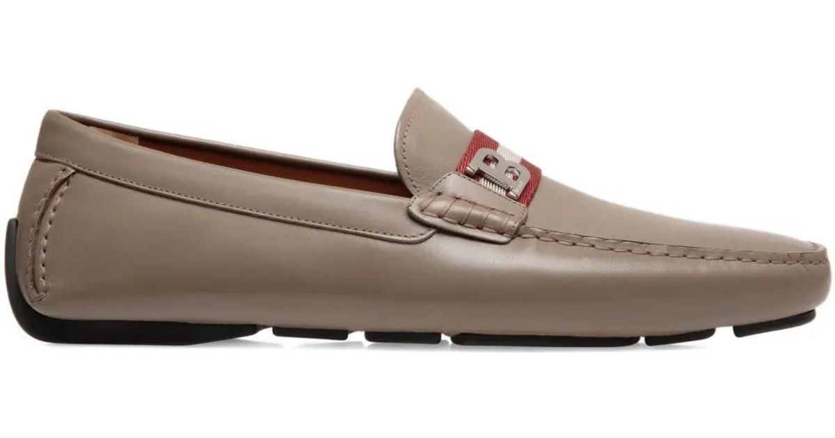 Bally Driver Leather Strap Loafers in Gray for Men | Lyst