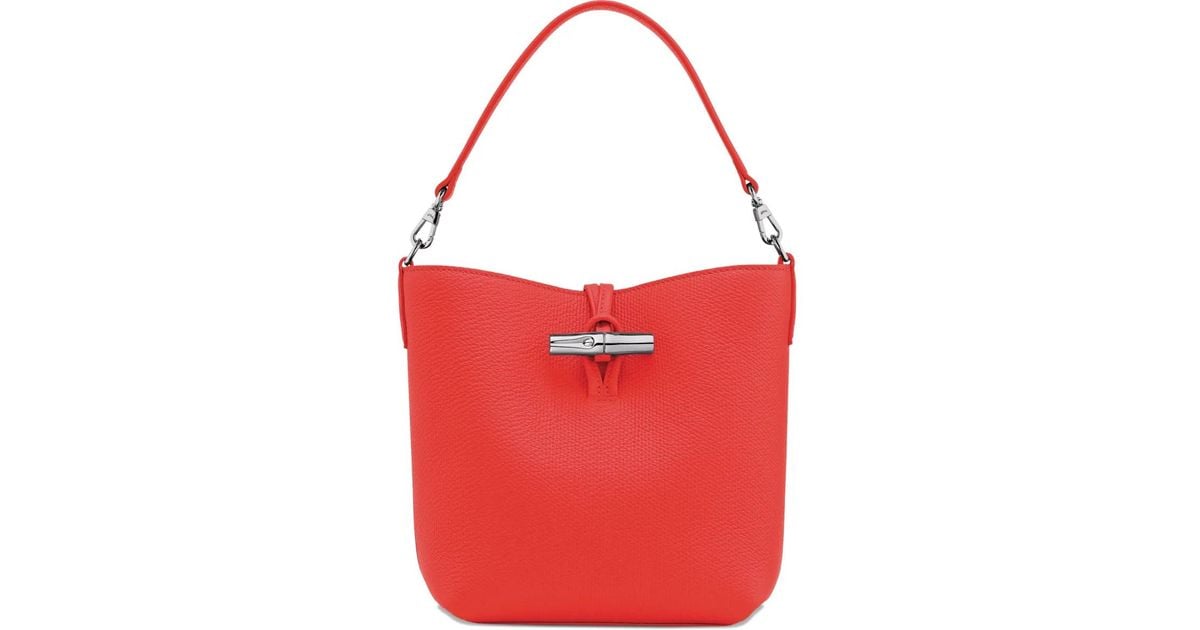 Longchamp Mini Le Roseau Bucket Bag in Red | Lyst UK
