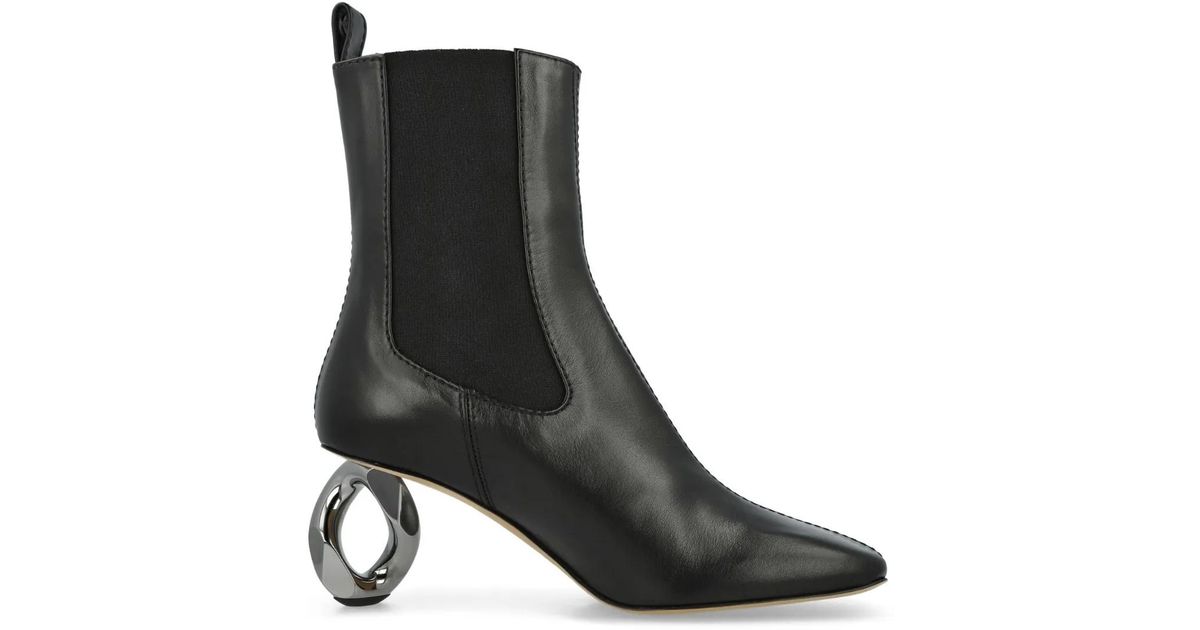 JW Anderson Chain-Heel Leather Chelsea Boots in Black | Lyst UK