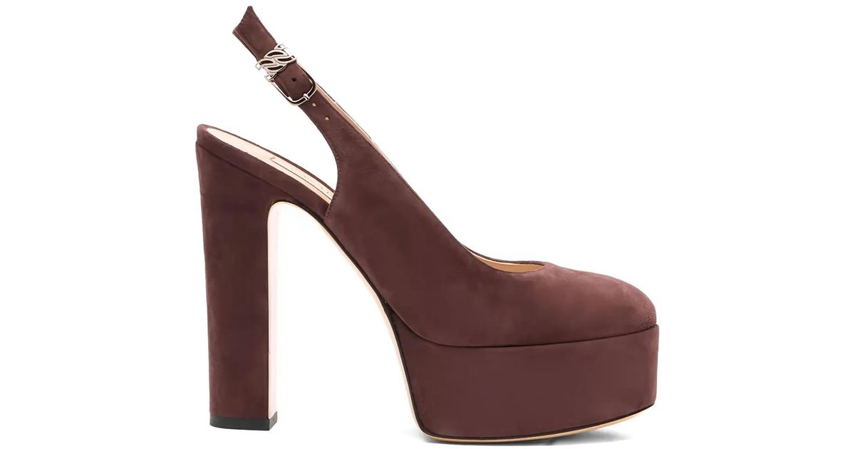 Casadei 130Mm Patty Platform Slingback Pumps in Brown | Lyst