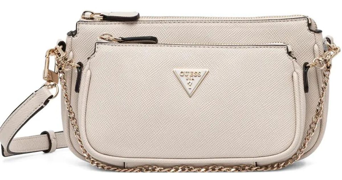 Guess Mini Noelle Logo Cross Body Bag in Natural | Lyst