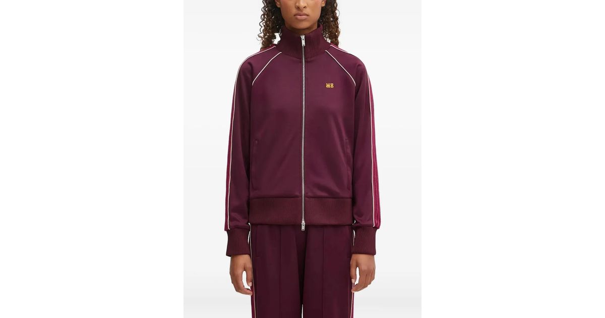 Wales Bonner Striped-Panel Zip-Up Track Top in Purple | Lyst UK