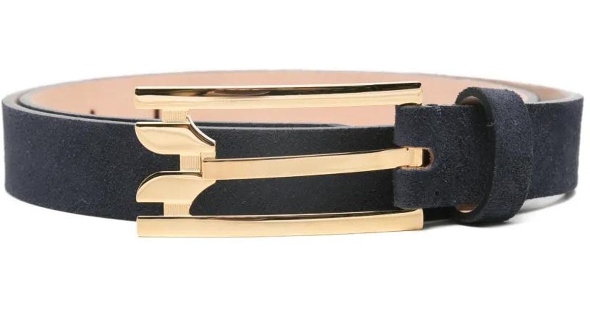Victoria Beckham Pin-Buckle Suede Belt in White | Lyst UK
