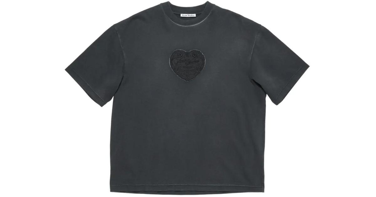 Acne Studios Heart-Patch T-Shirt in Black | Lyst