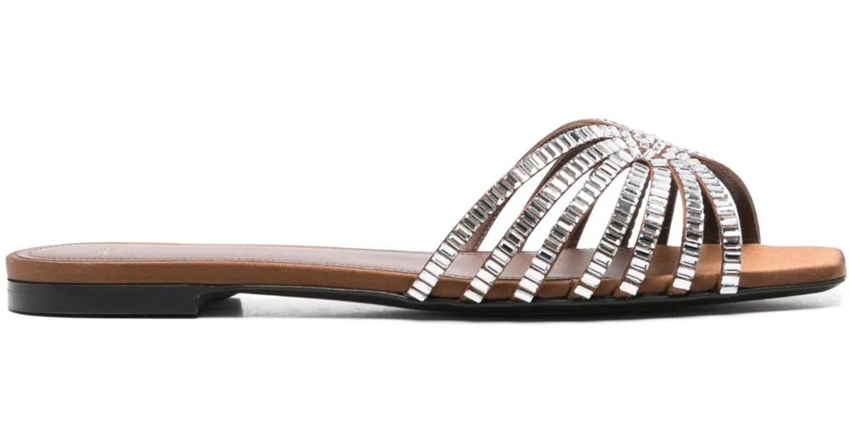 ALEVI Rhinestone-Embellished Slides in White | Lyst
