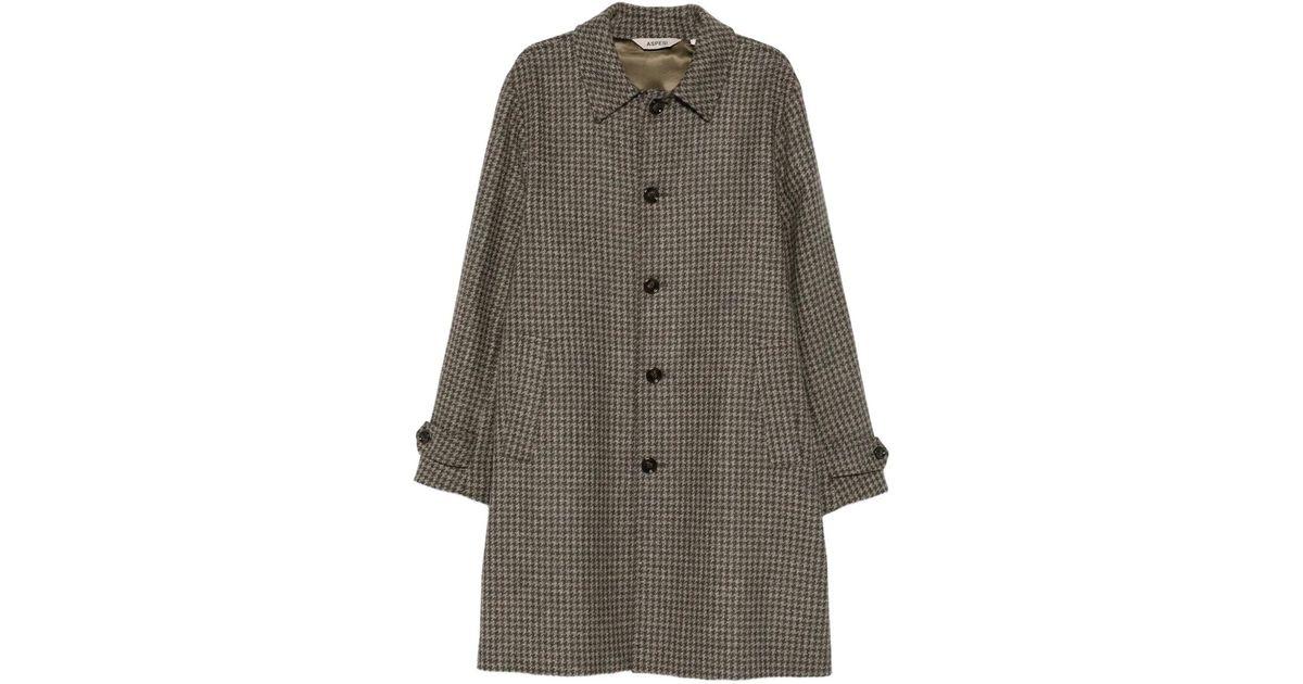 Aspesi Houndstooth Buttoned Pascal Coat in Grey for Men | Lyst UK
