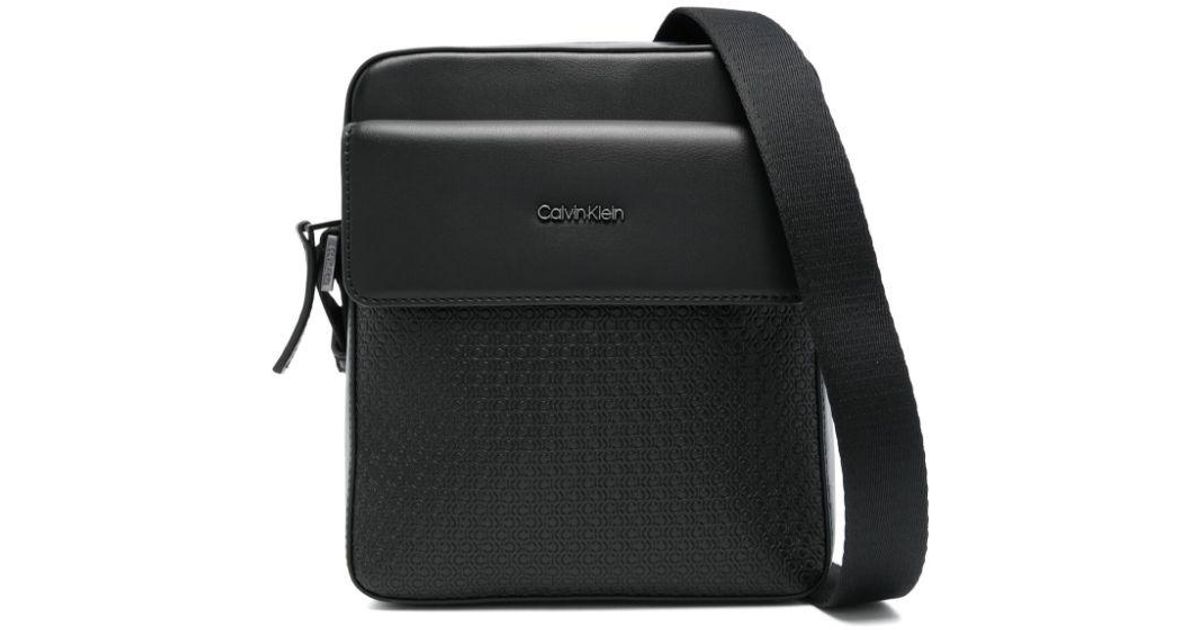 Calvin Klein Vertical Lines Reporter Messenger Bag in Black for Men ...