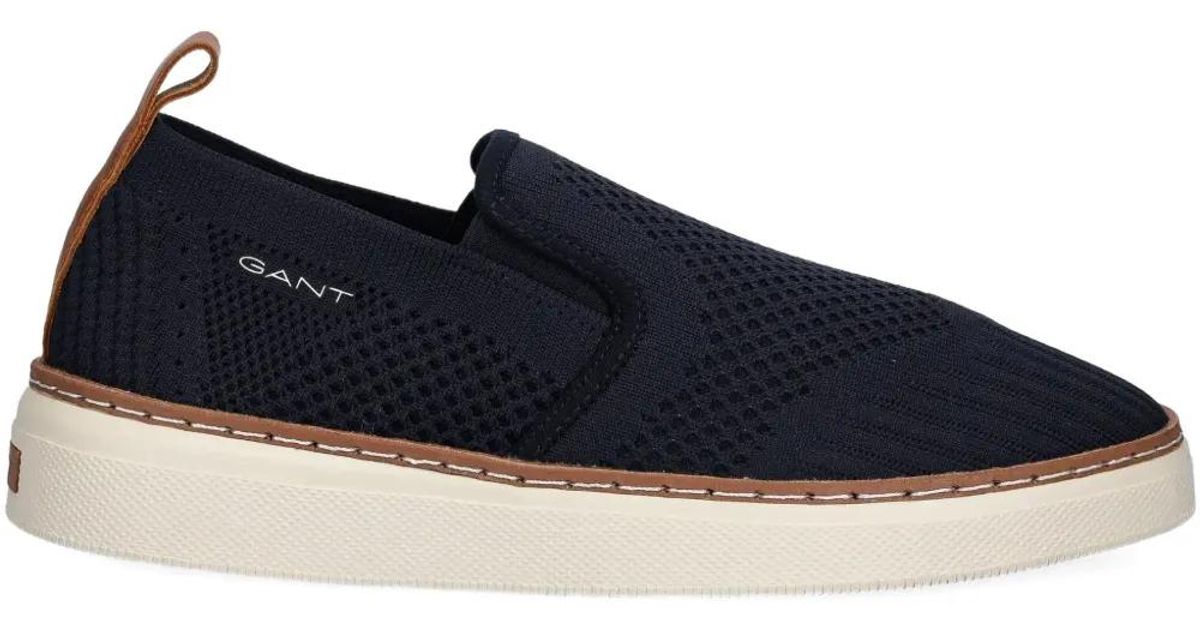 GANT Logo-Embroidered Sneakers in Blue for Men | Lyst