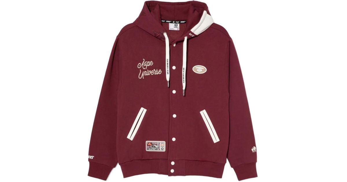 Aape By A Bathing Ape Moonface Bomber Jacket in Red for Men | Lyst UK
