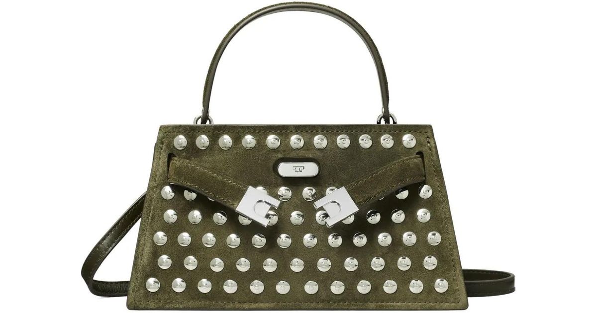 Tory Burch Mini Lee Radziwill Studded Tote Bag in Green | Lyst UK