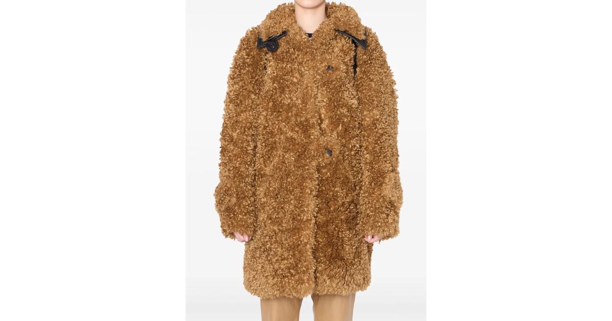 Kolor Faux-Fur Button-Fastening Coat in Brown | Lyst UK
