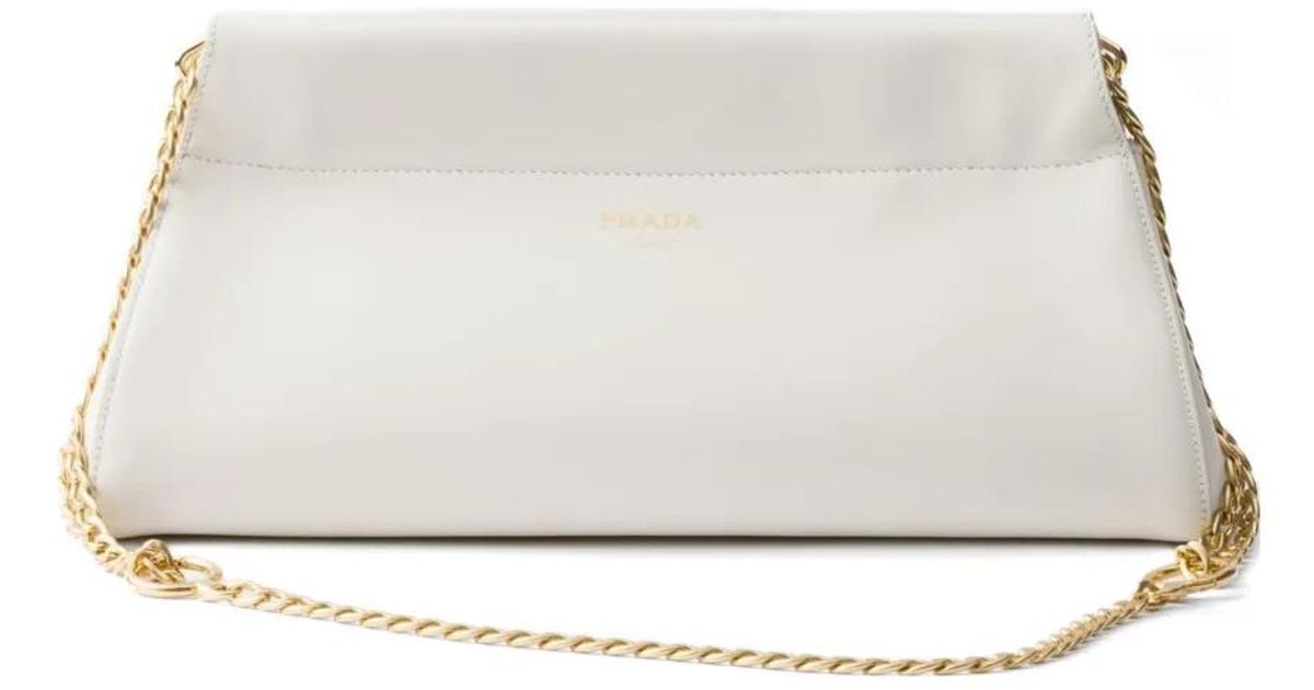Prada Enchaîné Chain-Strap Leather Shoulder Bag in White | Lyst UK