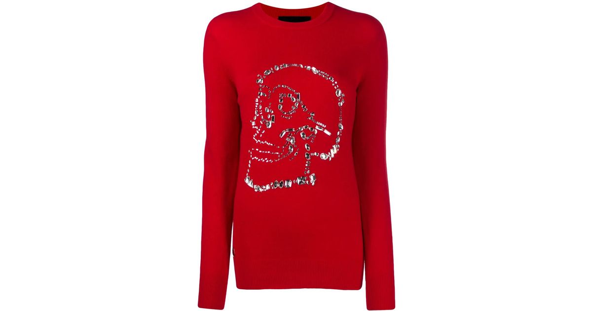 Philipp Plein Crystal-skull Sweater in Red | Lyst UK
