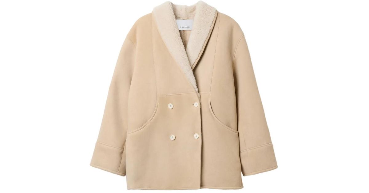 House of Dagmar Shearling Double-Breasted Jacket in Natural | Lyst