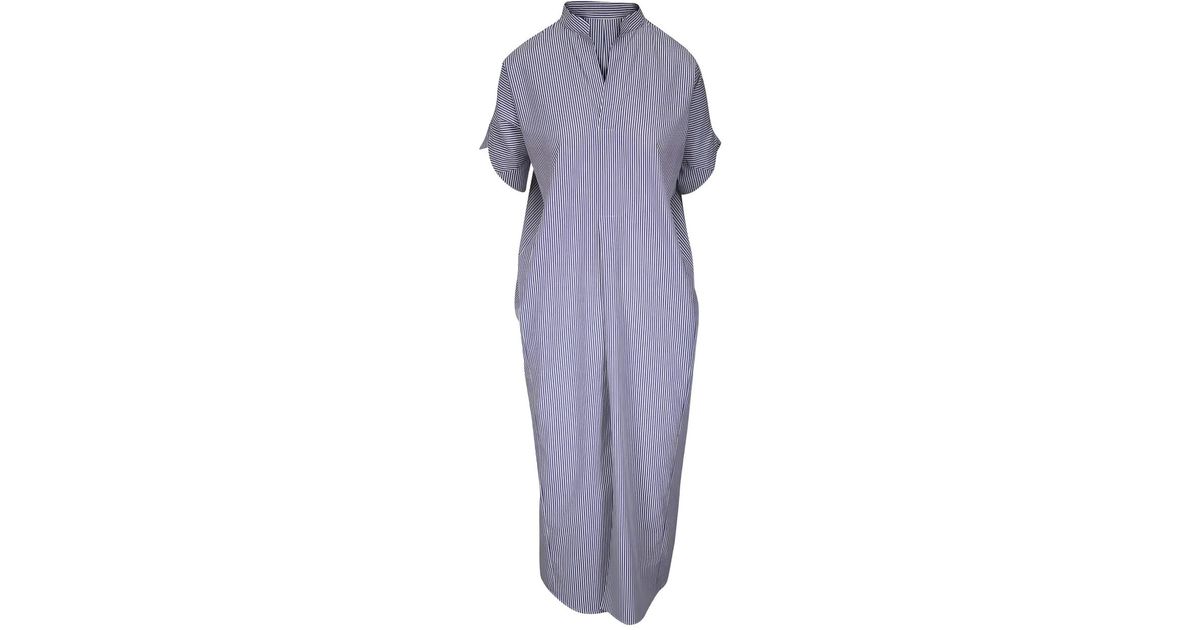 Zero + Maria Cornejo Aissa Striped-Pattern Midi Dress in Purple | Lyst UK