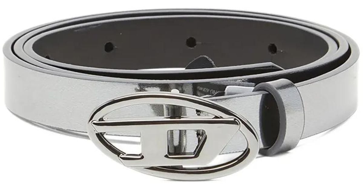 DIESEL B-1Dr 15 Logo-Plaque Belt in Grey | Lyst UK