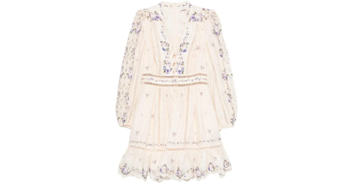 Zimmermann "Patience" Dress in Natural | Lyst UK