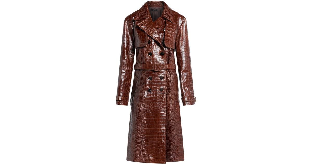 Tom Ford Crocodile-Effect Leather Trench Coat in Red | Lyst