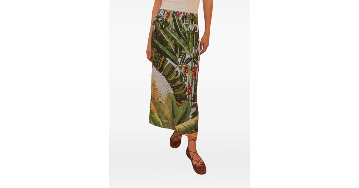 FARM Rio Amazonia Forest-Print Midi Skirt in Green | Lyst UK