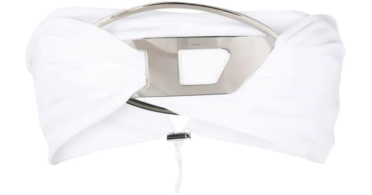 DIESEL Tube Top With Giant Logo Plaque in White | Lyst