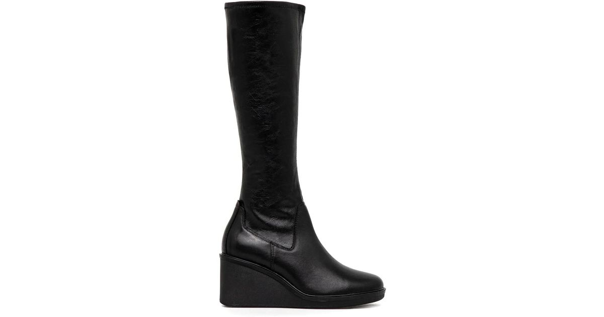 Vagabond Shoemakers 70Mm Deena Wedge Leather Boots in Black | Lyst UK