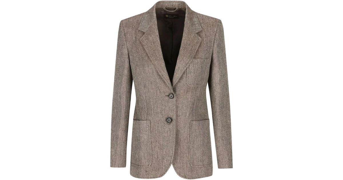 Loro Piana Herringbone-Pattern Blazer in Brown | Lyst