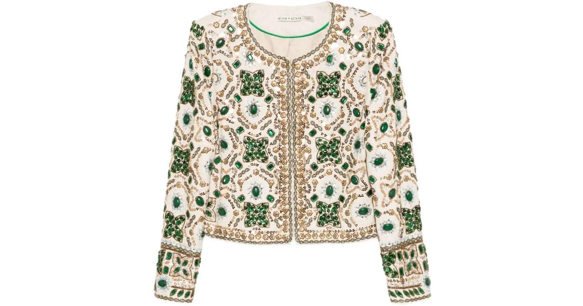 Alice + Olivia Sequin Embellishment Jacket in White | Lyst UK