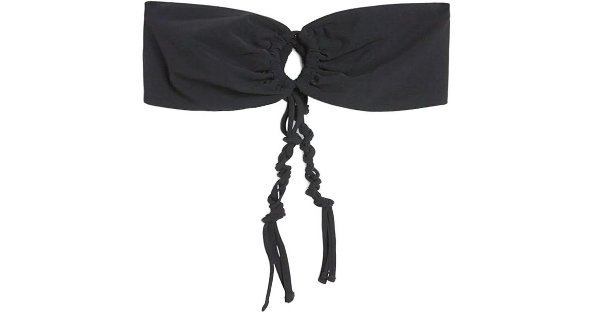 Jil Sander Tangle Knot-Detail Bandeau Bikini Top in Black | Lyst