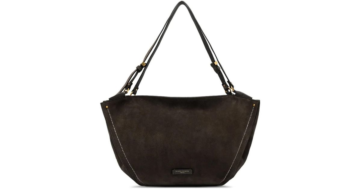 Gianni Chiarini Suede Leather Shoulder Bag in Black | Lyst