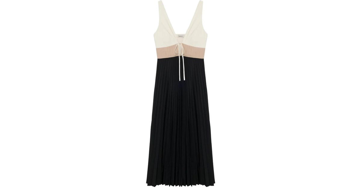 Jonathan Simkhai Stephanie Pleated Midi Dress in Black | Lyst