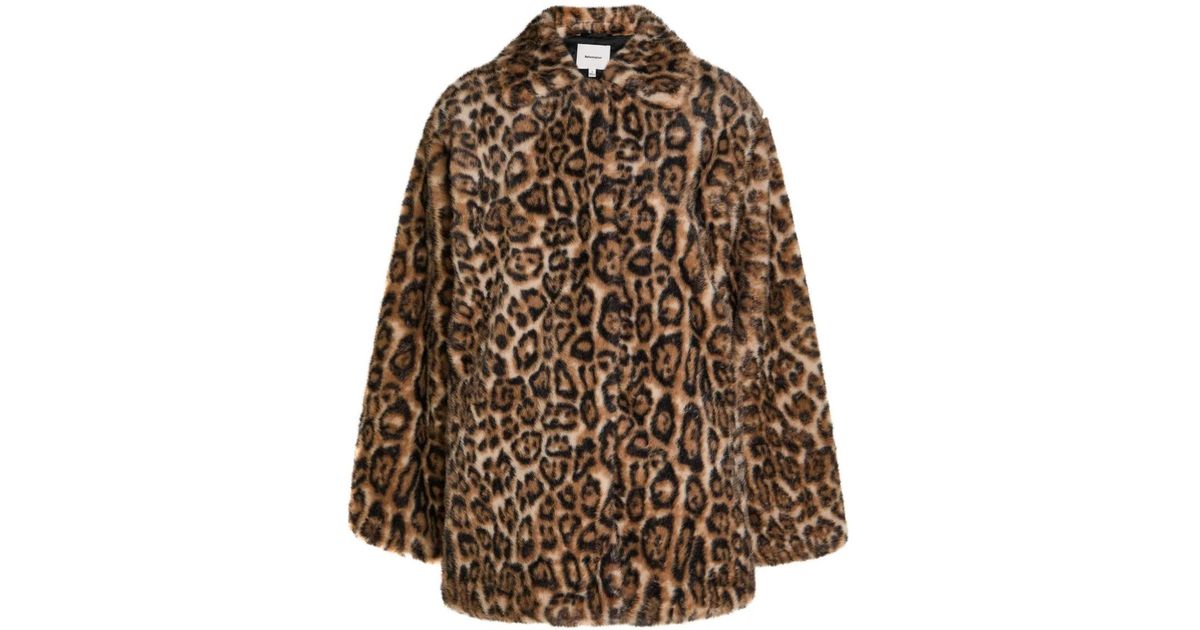 Reformation Faux-Fur Leopard-Print Coat in Brown | Lyst