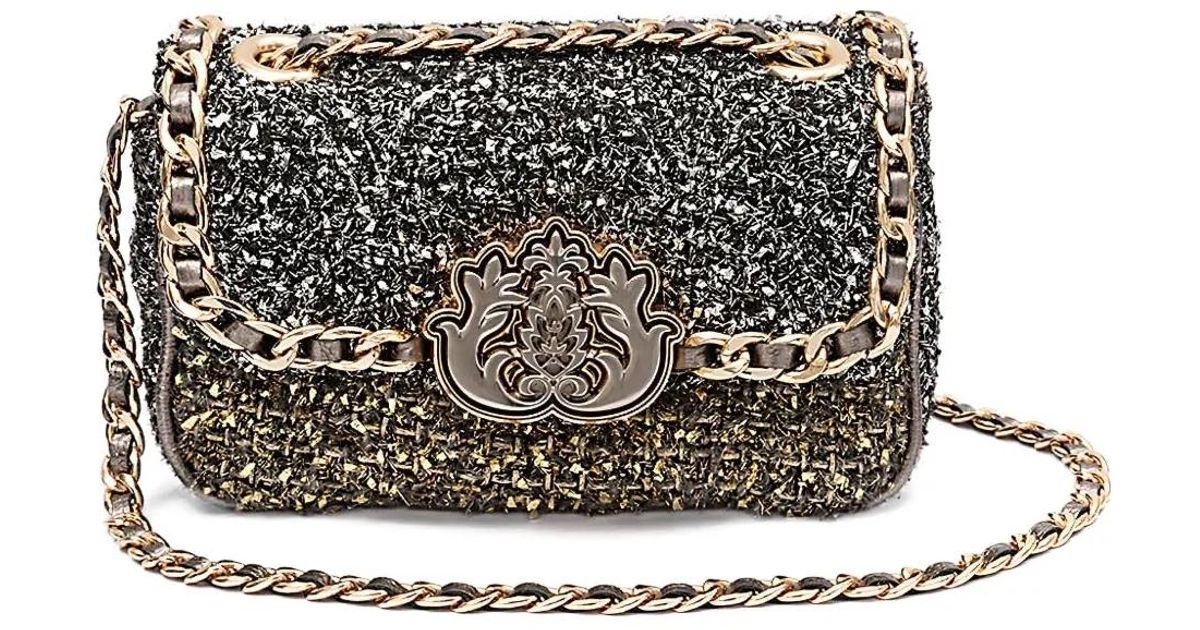 Isla Tweed Chain-Embellished Shoulder Bag in Gray | Lyst