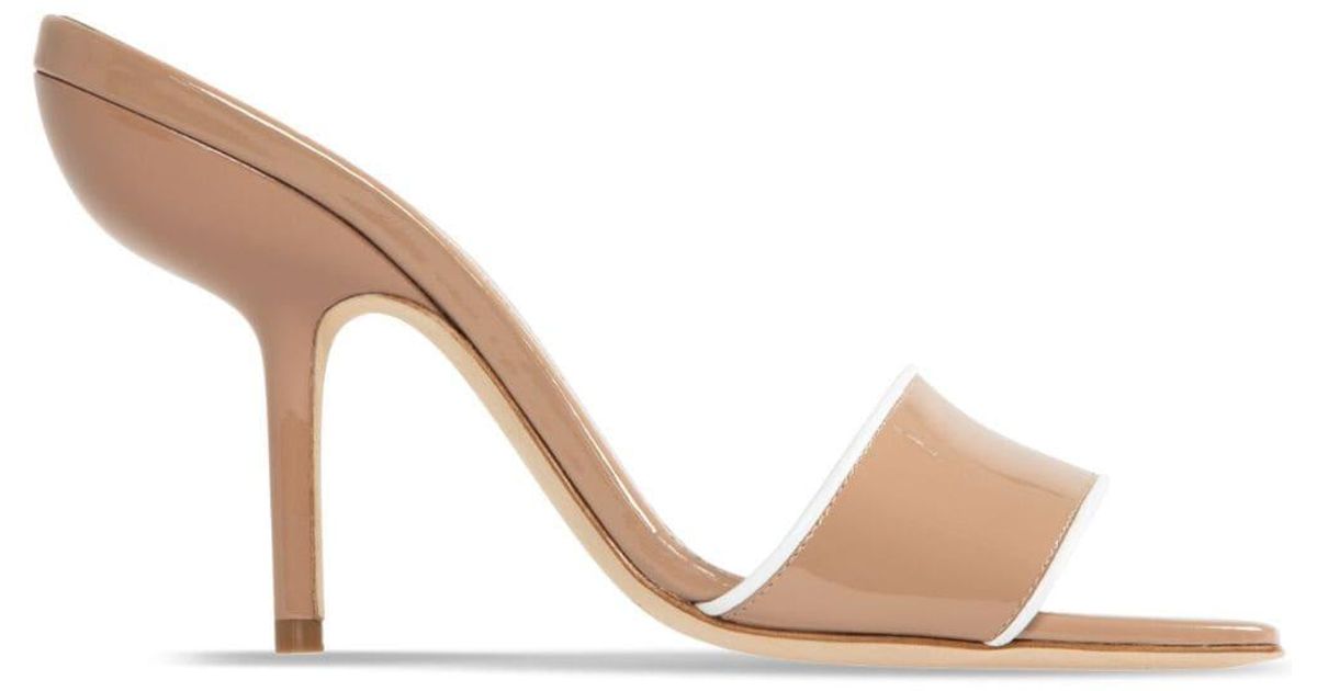 Manolo Blahnik 105Mm Helamu Mules in Natural | Lyst