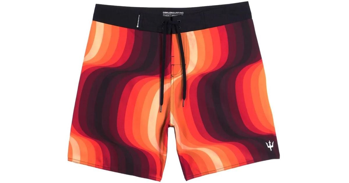 Osklen Wave-Pattern Swim Shorts in Red for Men | Lyst UK